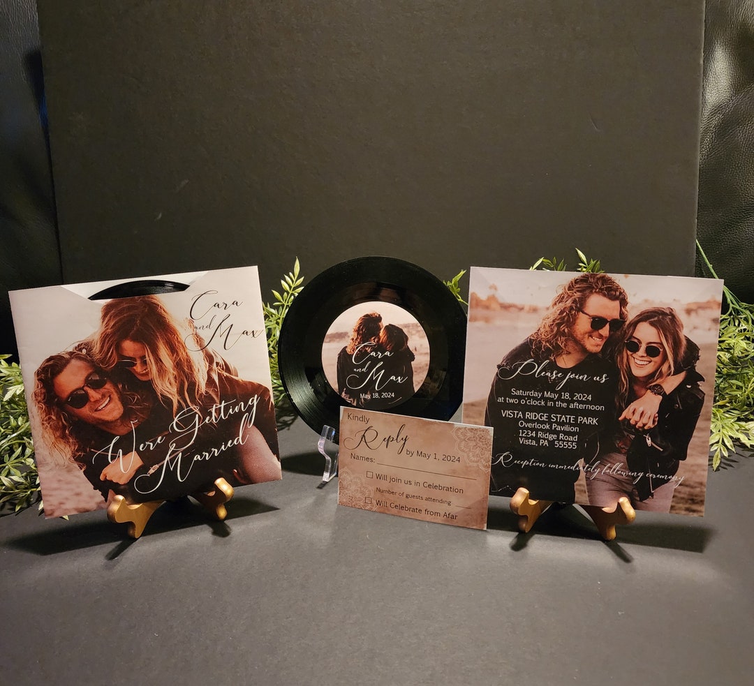 Vinyl Record Wedding Invitations, Authentic 45 Vinyl Record, Custom ...