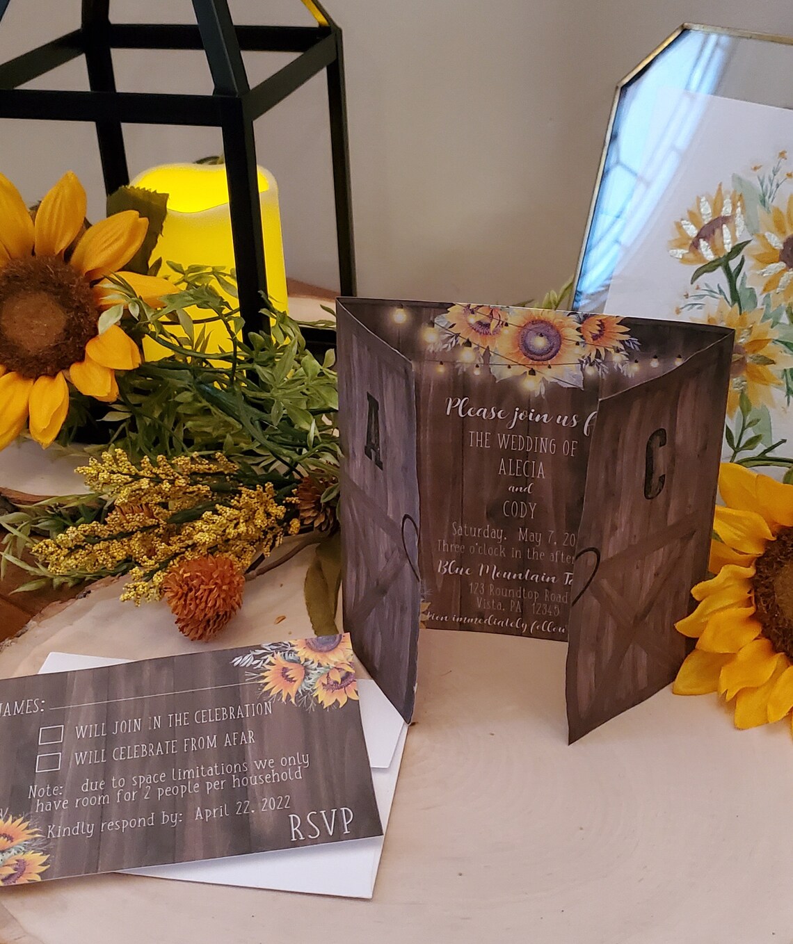 Rustic Fall Barn Door Wedding Invitations Sunflowers Fairy - Etsy
