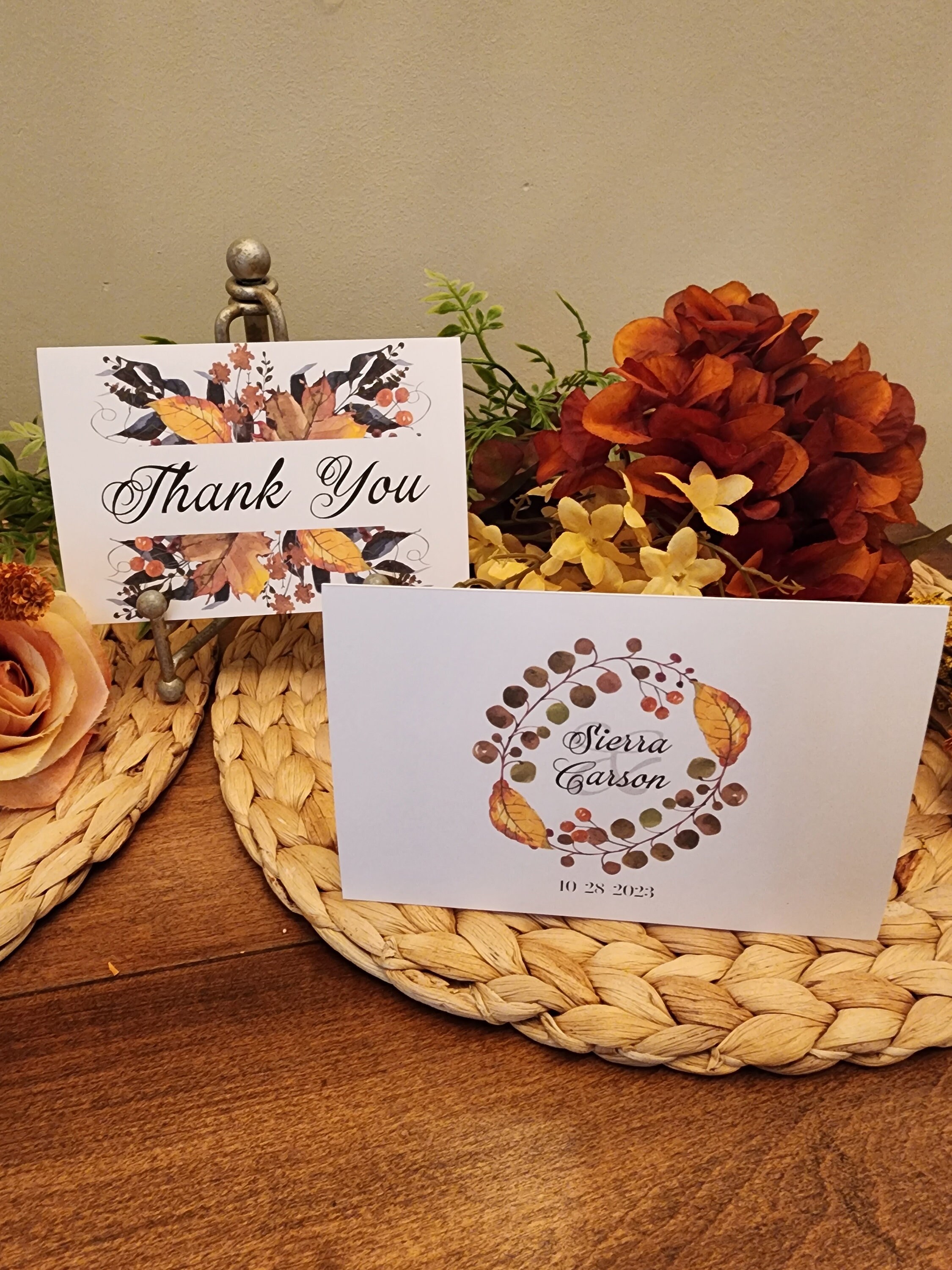 Fall Floral Gatefold Wedding Invitation Set Fall Leaves - Etsy