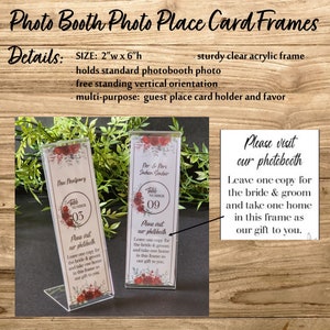 Photo Booth Place Card Frame With Printed Insert, Wedding Guest Favor ...