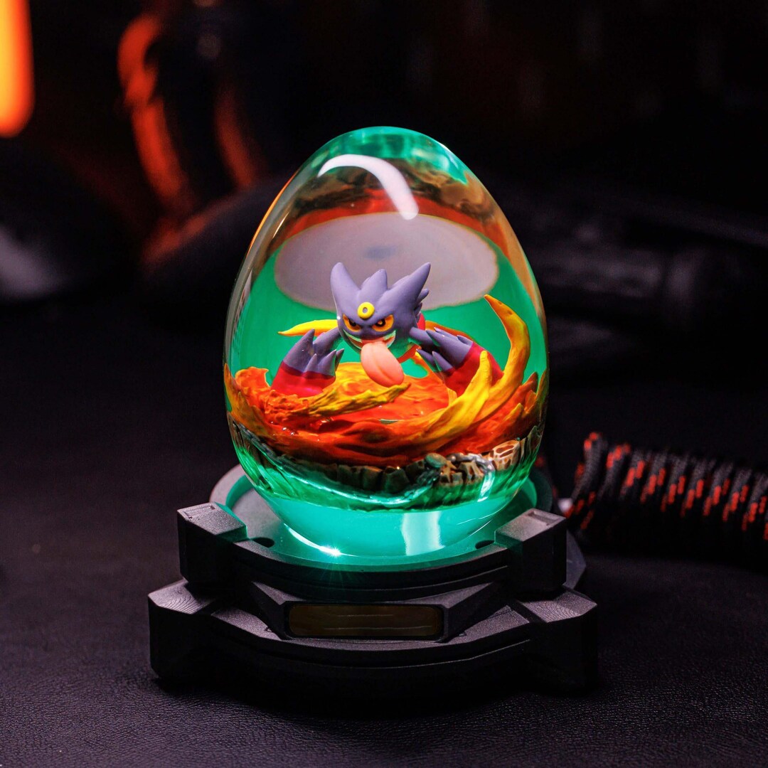 Fire Gengar Pokemon Resin Lamp Egg, Ghost Type Art Night Light, Unique ...