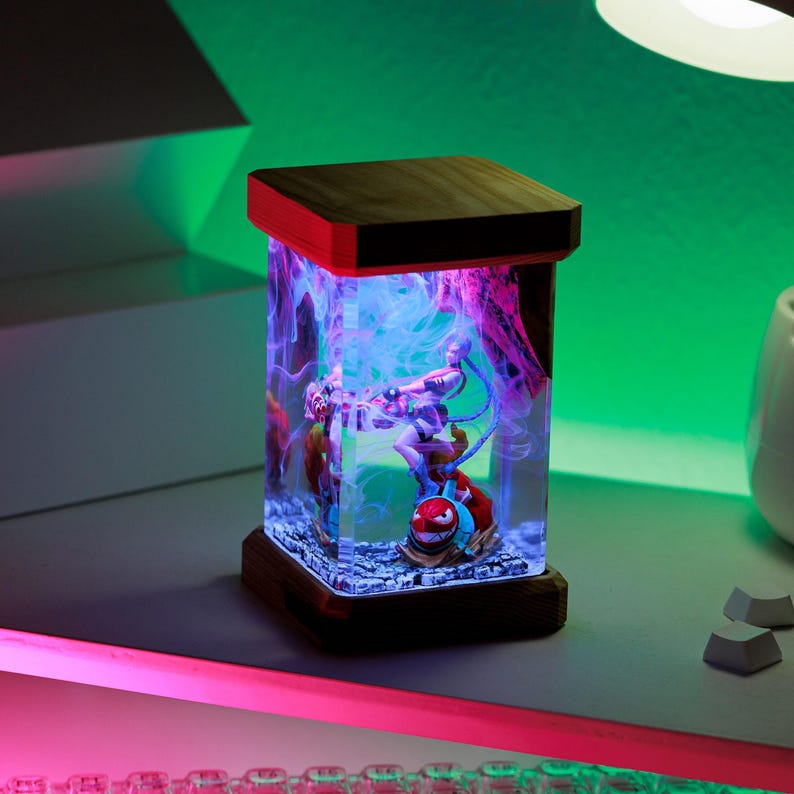 Jinx Resin Lamp, League of Legends Anime Figure Art Night Light, Unique ...
