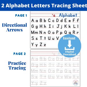 2 Printable Alphabet Directional Letters Tracing/ Tracing Guide ...