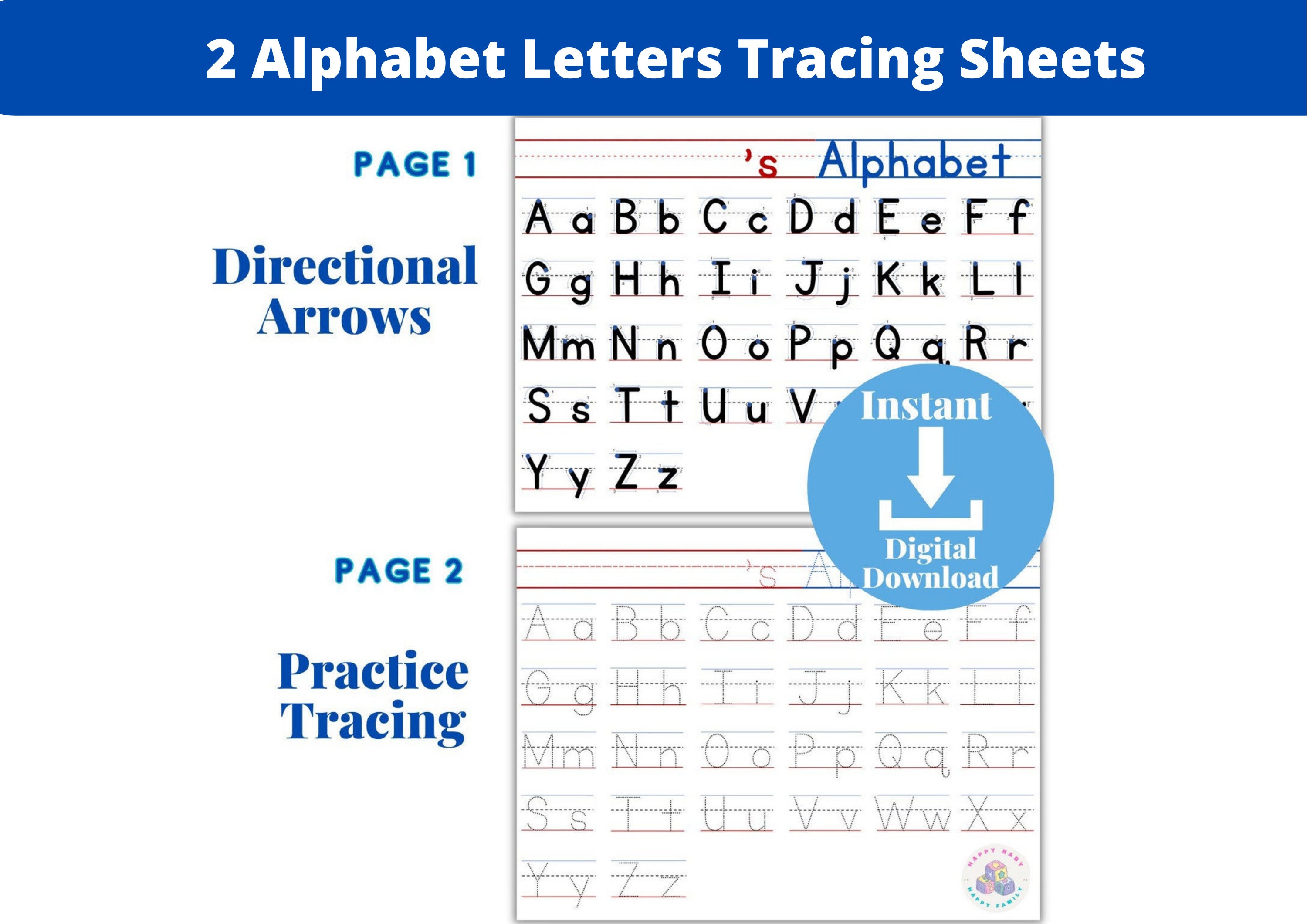 2 Printable Alphabet Directional Letters Tracing/ Tracing Guide ...