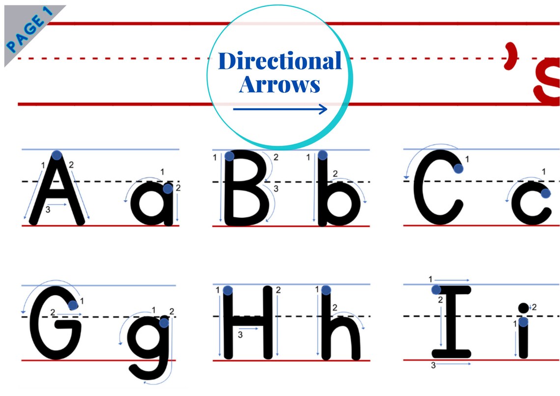 2 Printable Alphabet Directional Letters Tracing/ Tracing Guide ...