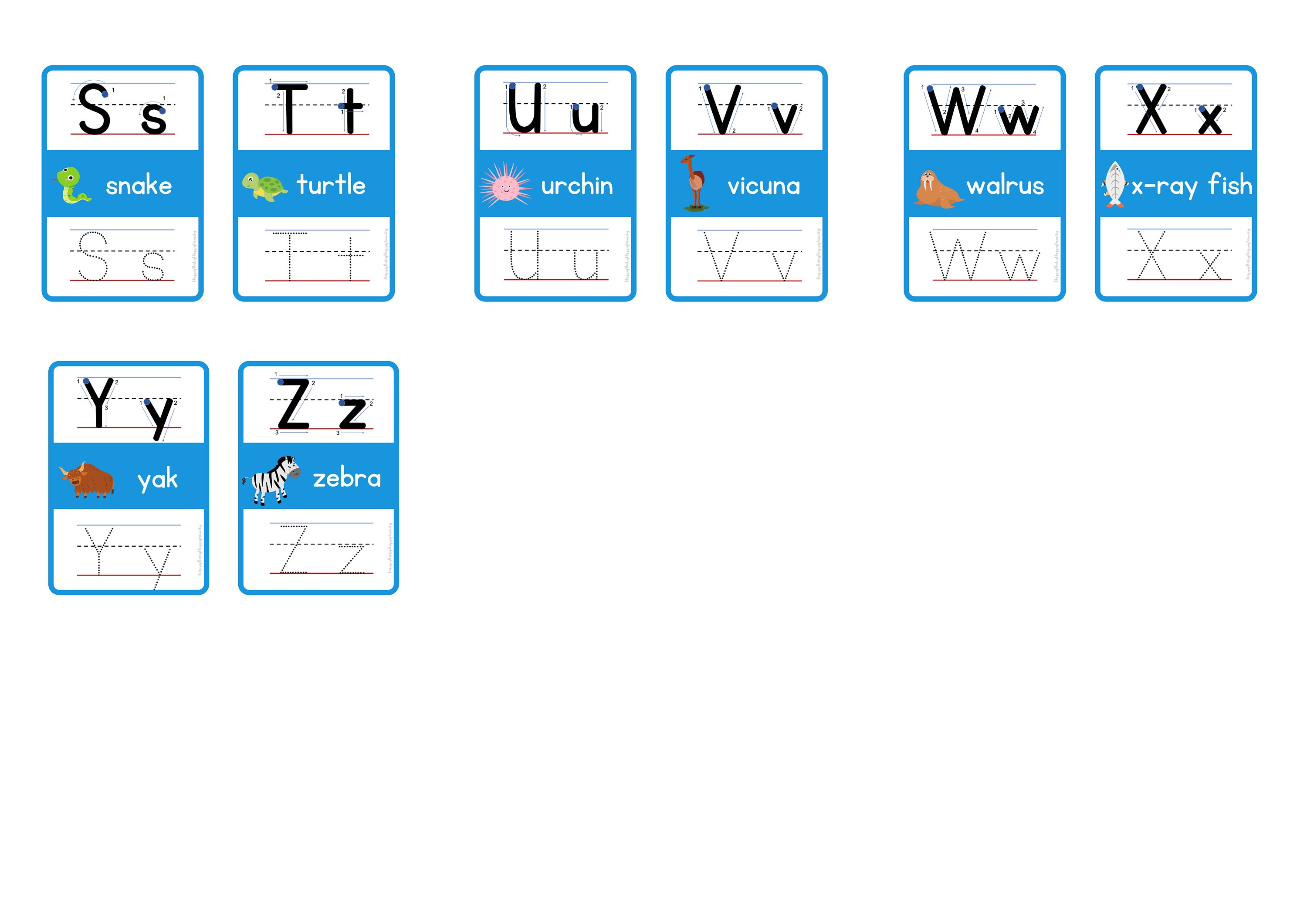 26 Printable Animal Alphabet Tracing Flashcards/ Tracing Guide/ Writing ...