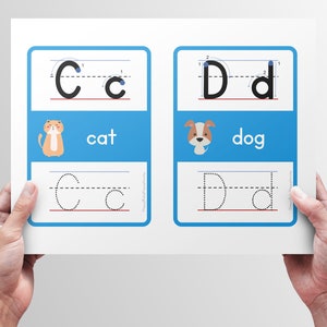 26 Printable Animal Alphabet Tracing Flashcards/ Tracing Guide/ Writing ...
