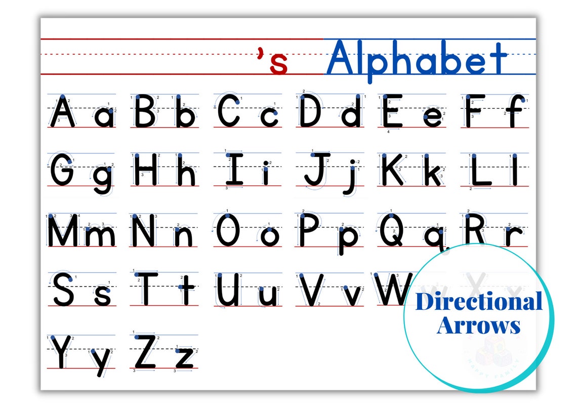 2 Printable Alphabet Directional Letters Tracing/ Tracing Guide ...