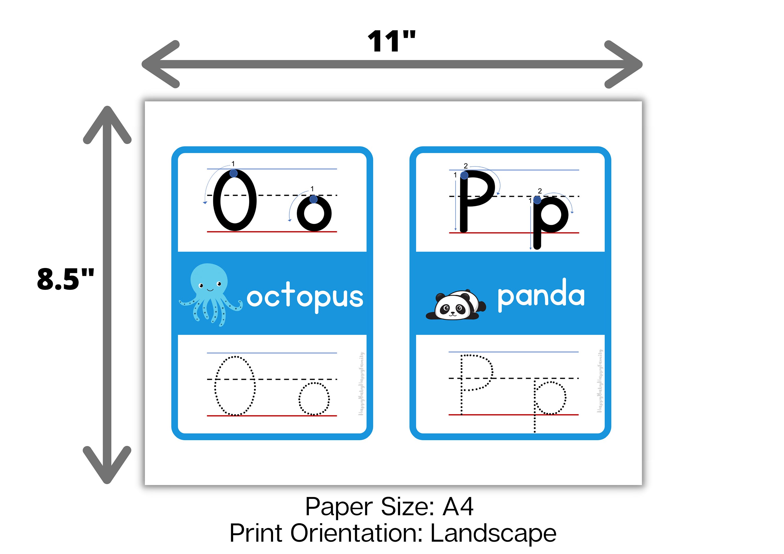26 Printable Animal Alphabet Tracing Flashcards/ Tracing Guide/ Writing ...