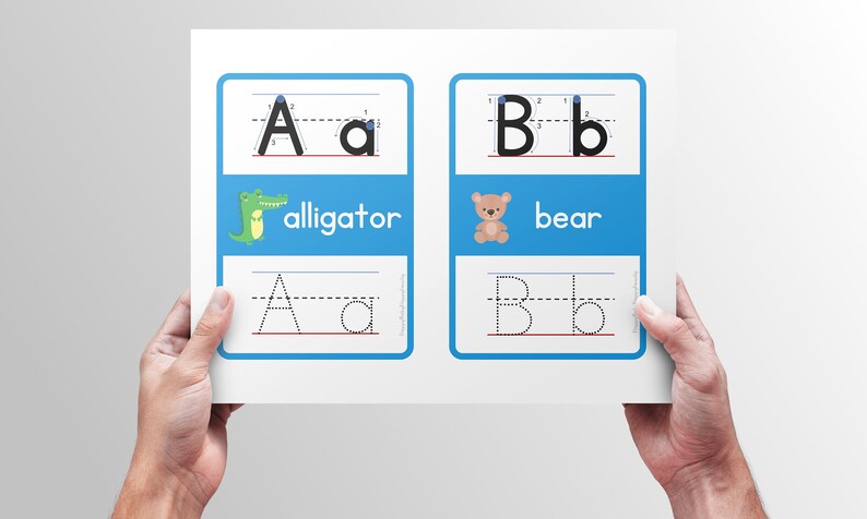 26 Printable Animal Alphabet Tracing Flashcards/ Tracing Guide/ Writing ...