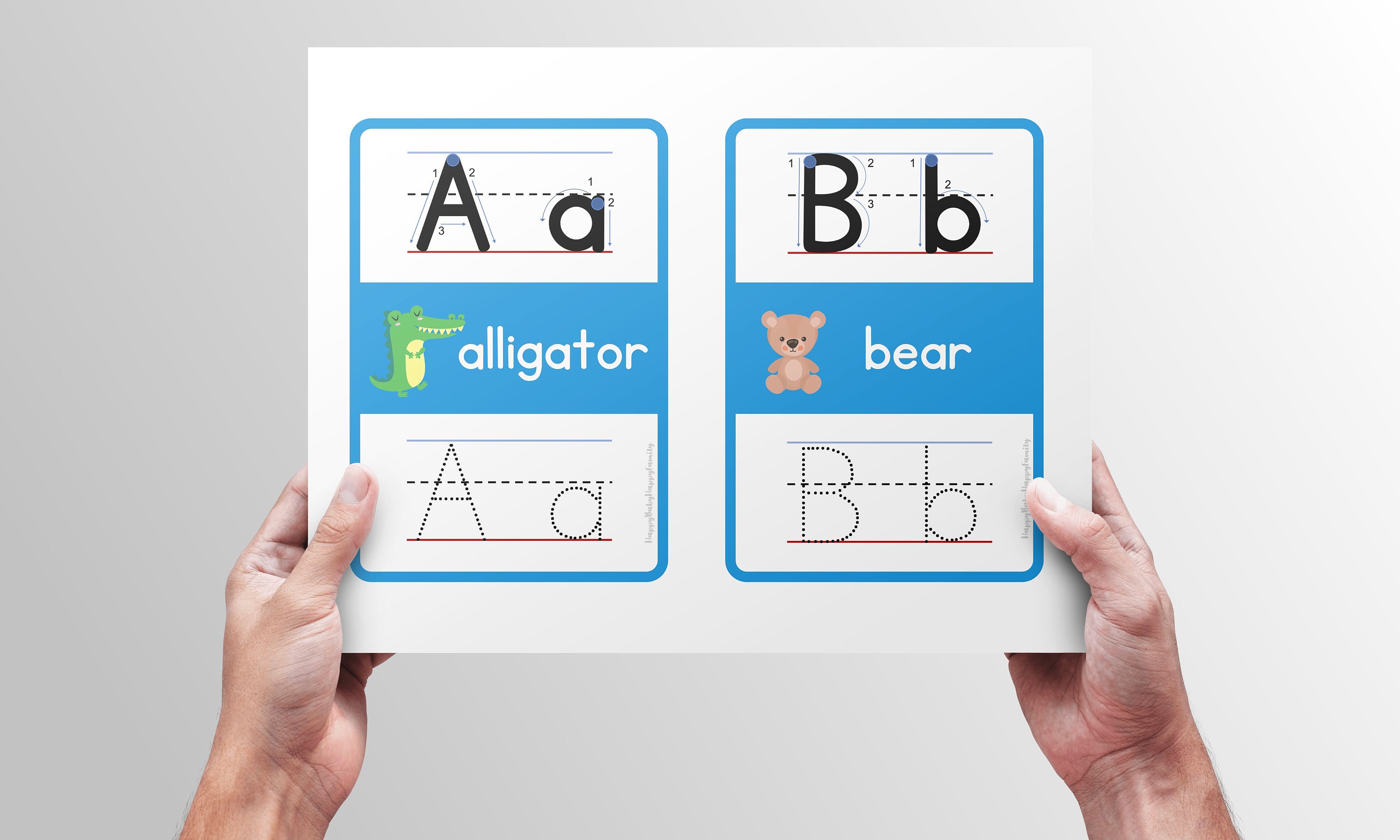 26 Printable Animal Alphabet Tracing Flashcards/ Tracing Guide/ Writing ...