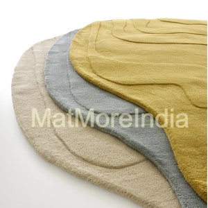 Wave Hand Tufted Irregular Shape Rug Hand Tuft Rug Oval Shaped Rugs ...
