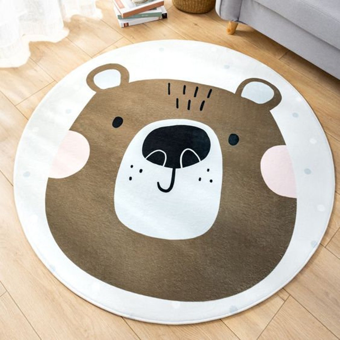 Hand Tuft New Look Cute Bear Animal Round Rug 100% Woolen Rugs - Etsy