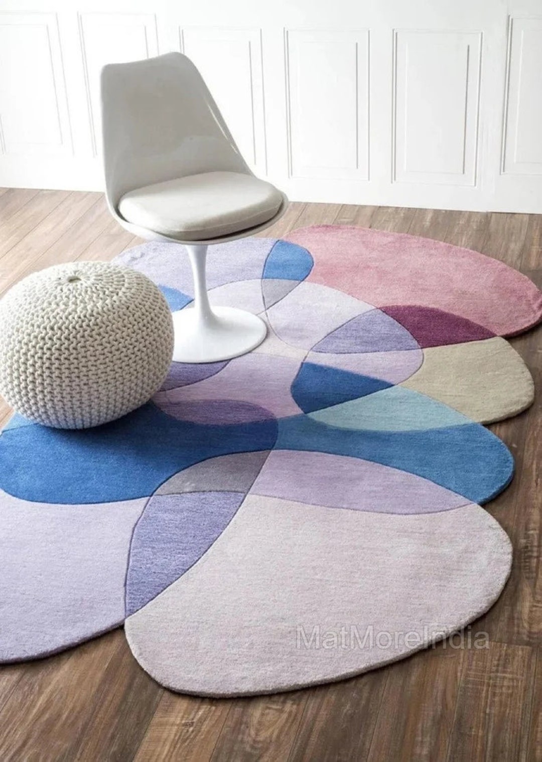Abstract Irregular Shaped Rug, Modern Hand-tufted Wool Area Rug ...