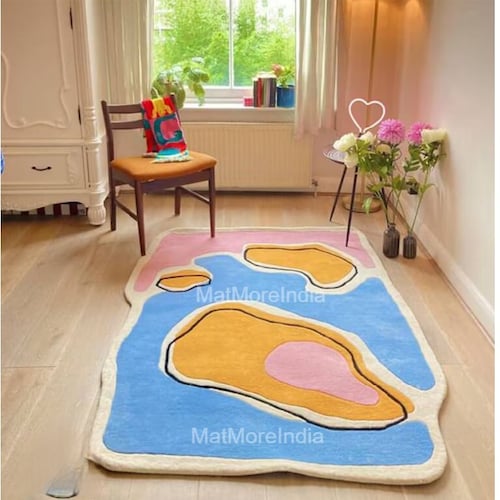 Amoeba Irregular Shaped Throw Rug Hand-tufted 100% Wool - Etsy