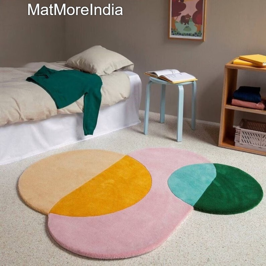 Geometric Circles Irregular Shape, Modern Hand-tufted 100% Wool ...