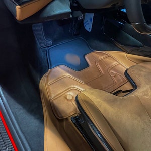Custom Floor Mats for Ferrari SF90 | Black & Cuoio | Handmade Premium ...