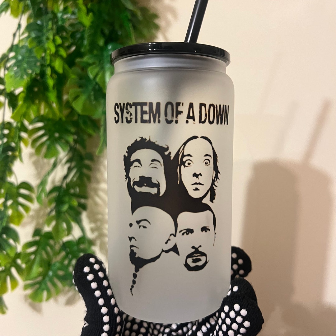 System of a Down Frosted Glass Cup 16oz With Lid and Straw Serj Tankian ...
