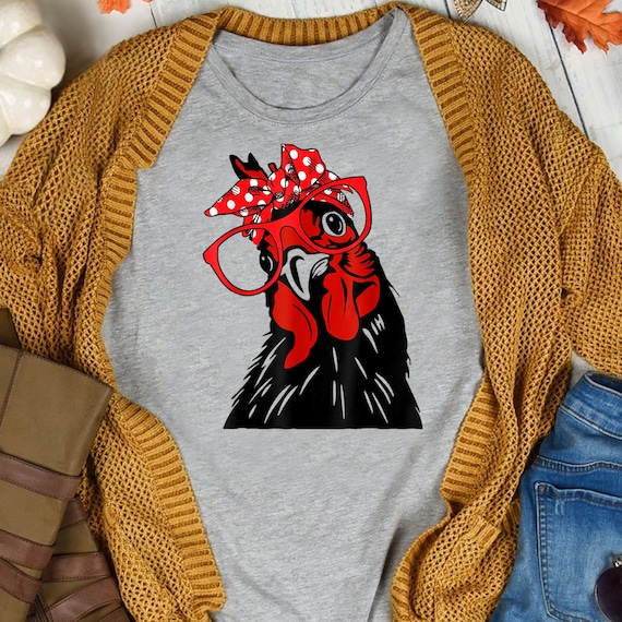 Cute Women Girl Chicken With Bandana Headband and Glasses - Etsy