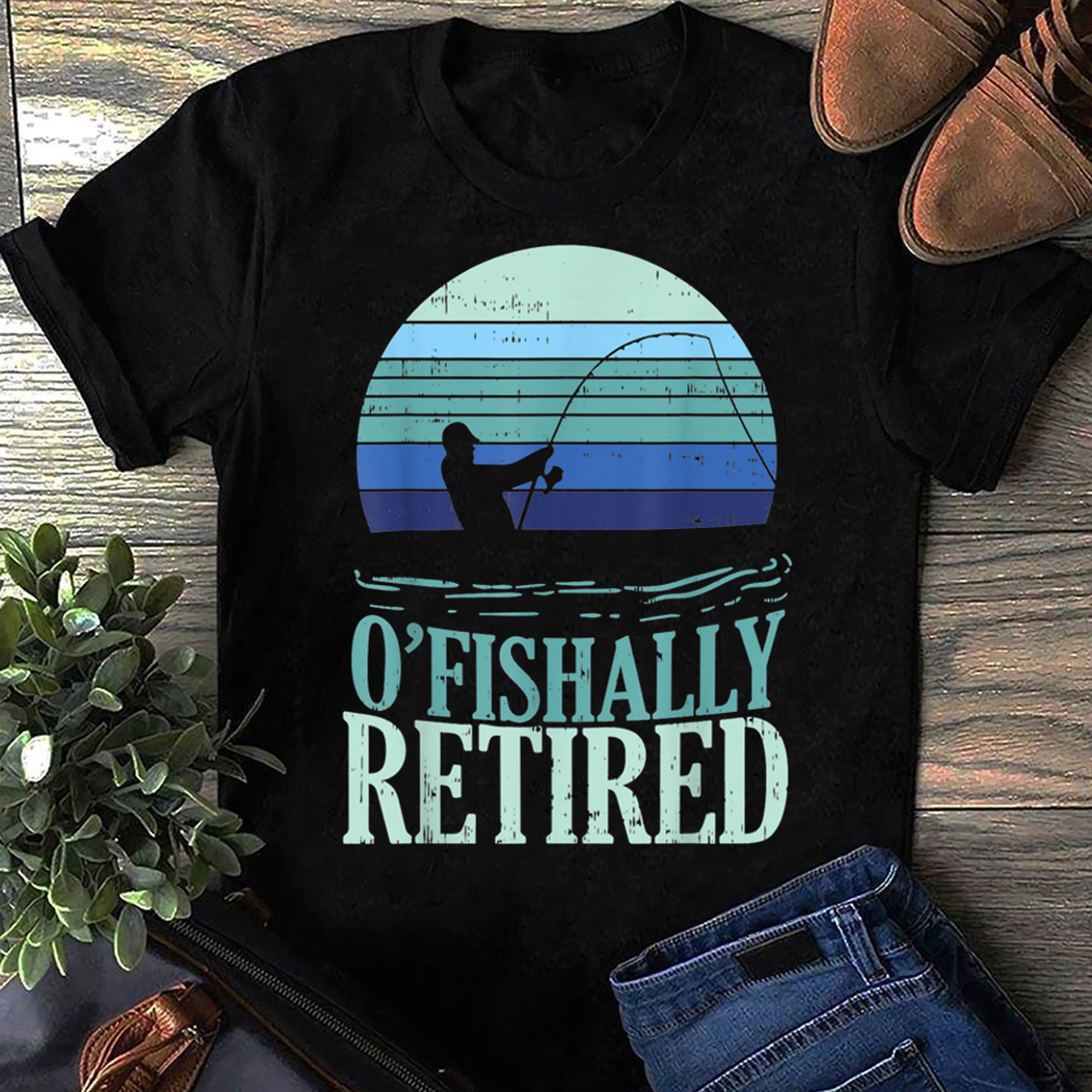 Ofishally Retired Fishing Retro Retirement Fishing Shirt | Etsy
