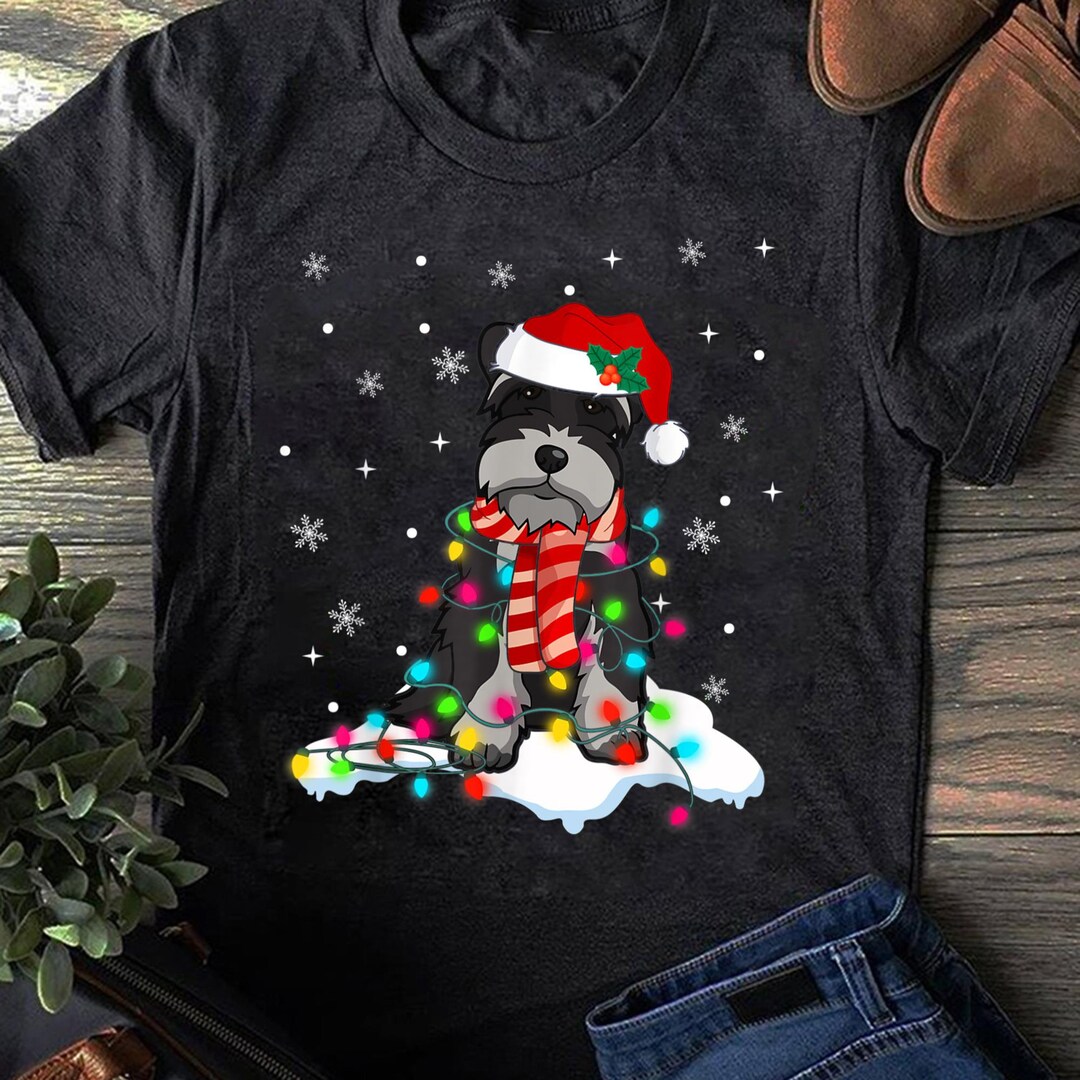 Cute Schnauzer Christmas Lights With Santa Hat Dog Dad Mom - Gift for ...