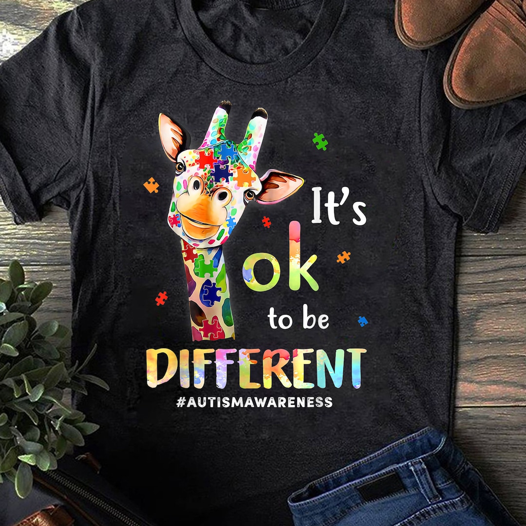 Autism Awareness Giraffe T-shirt: It's Ok to Be Different - Etsy