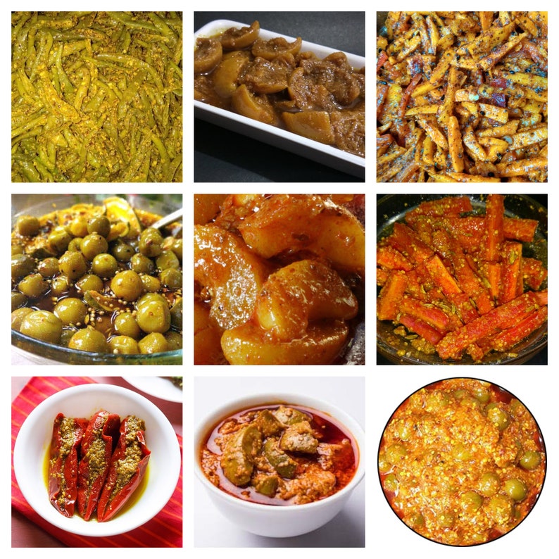 Multi Flavour Indian Homemade Sour and Tasty Spice Pickles (aam,kair ...