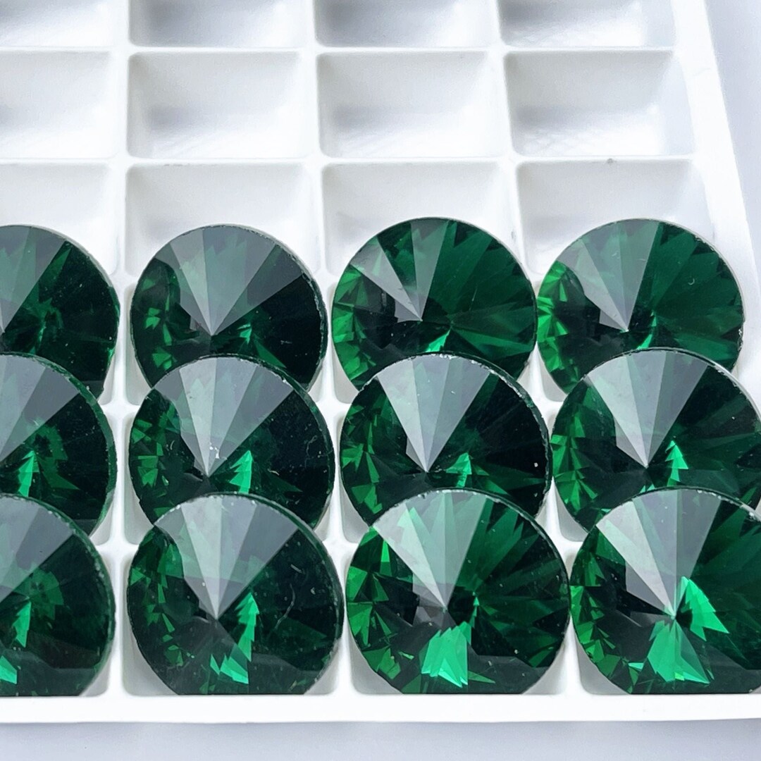 18mm Emerald Rivoli Round Crystal Point Back Crystal Bulk Rhinestone MC ...