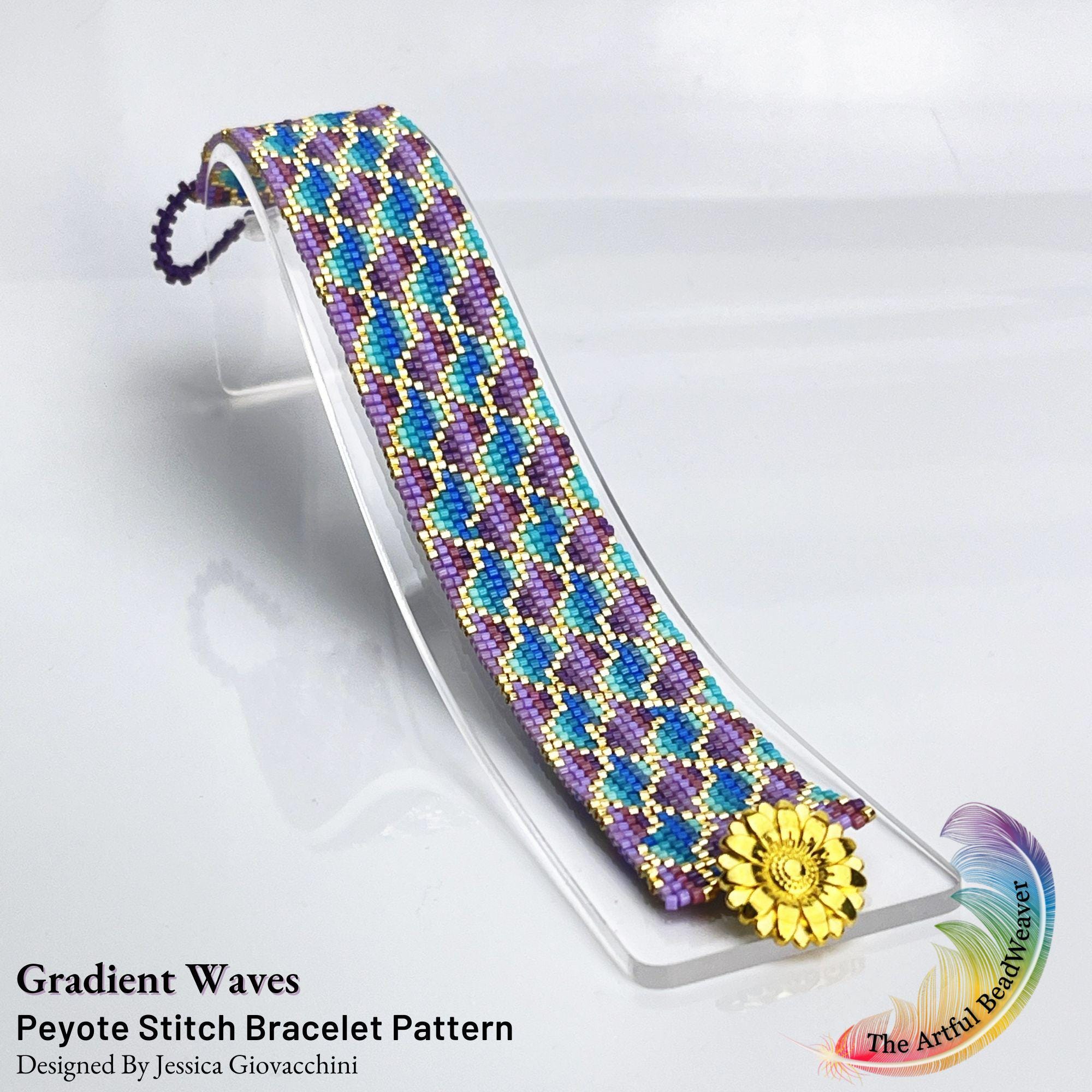 Gradient Waves 2 Drop Even Count Peyote Beadwork Bracelet | Pattern ...