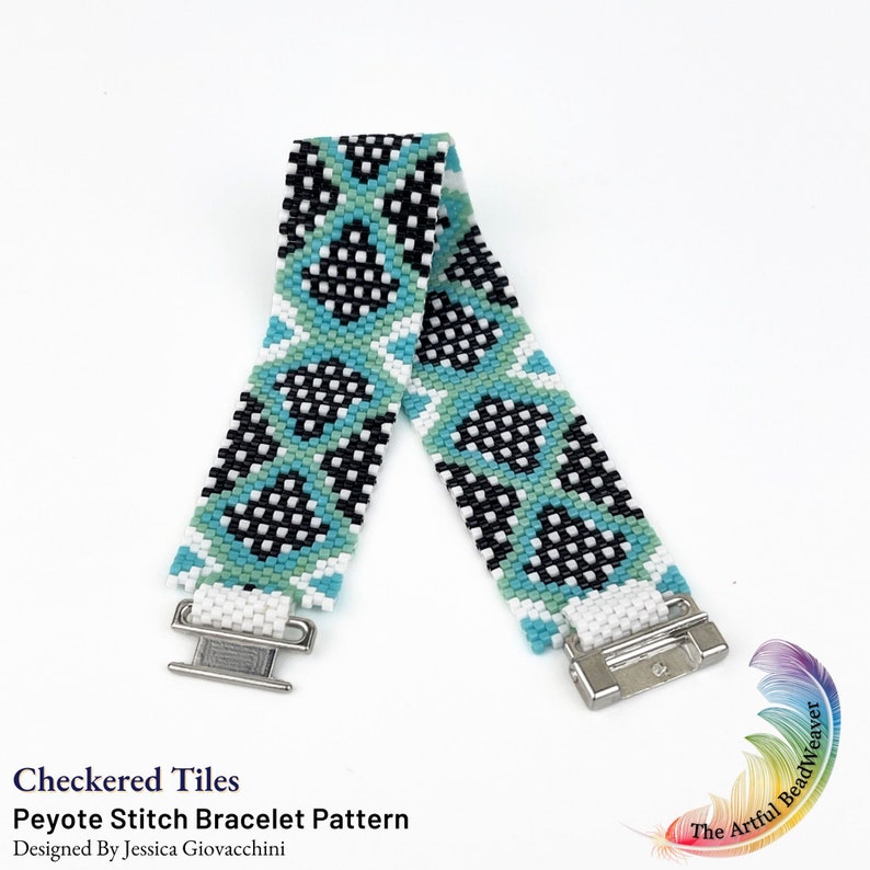 Checkered Tiles Odd Count Peyote Beadwork Bracelet | Pattern Only | - Etsy