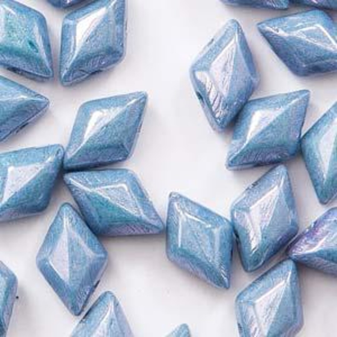 Chalk Blue Luster Gemduo Two Hole Beads | Czech Pressed Glass Beads ...