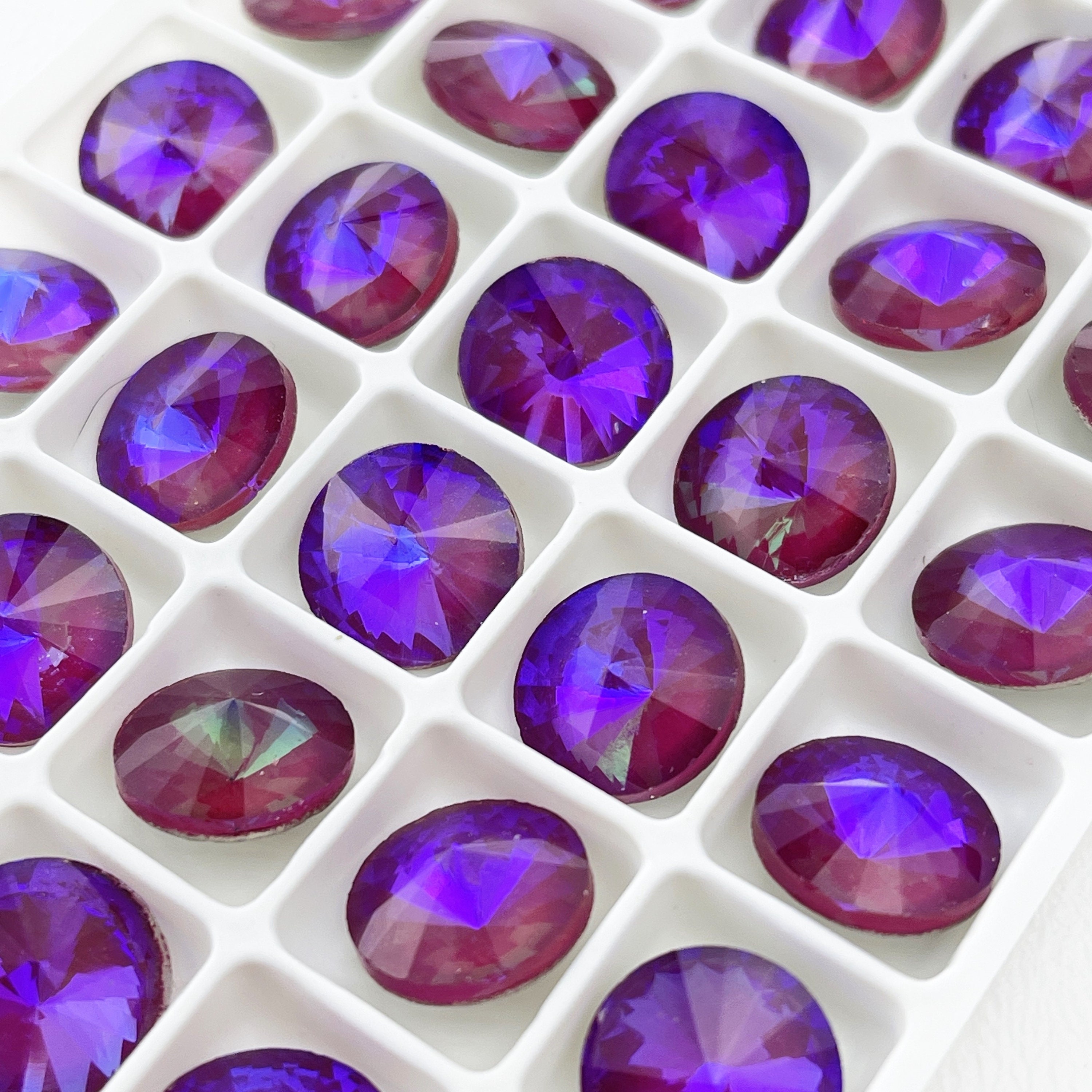 12mm Gleam Mocha Iridescent Rivoli Crystal | Faceted Pointed Back ...
