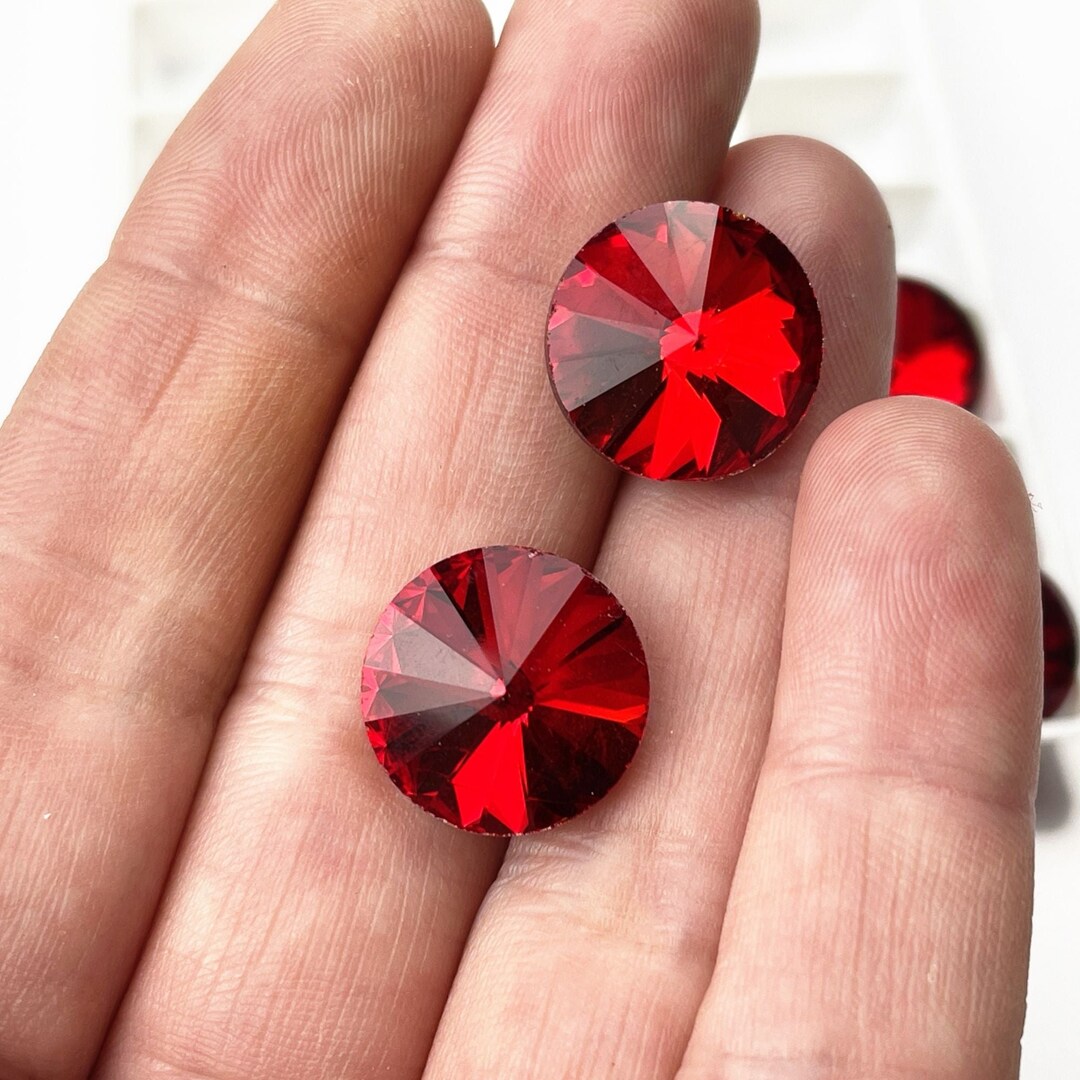 16mm Light Siam Rivoli Crystal Rivoli Crystal Round Crystal Point Back ...