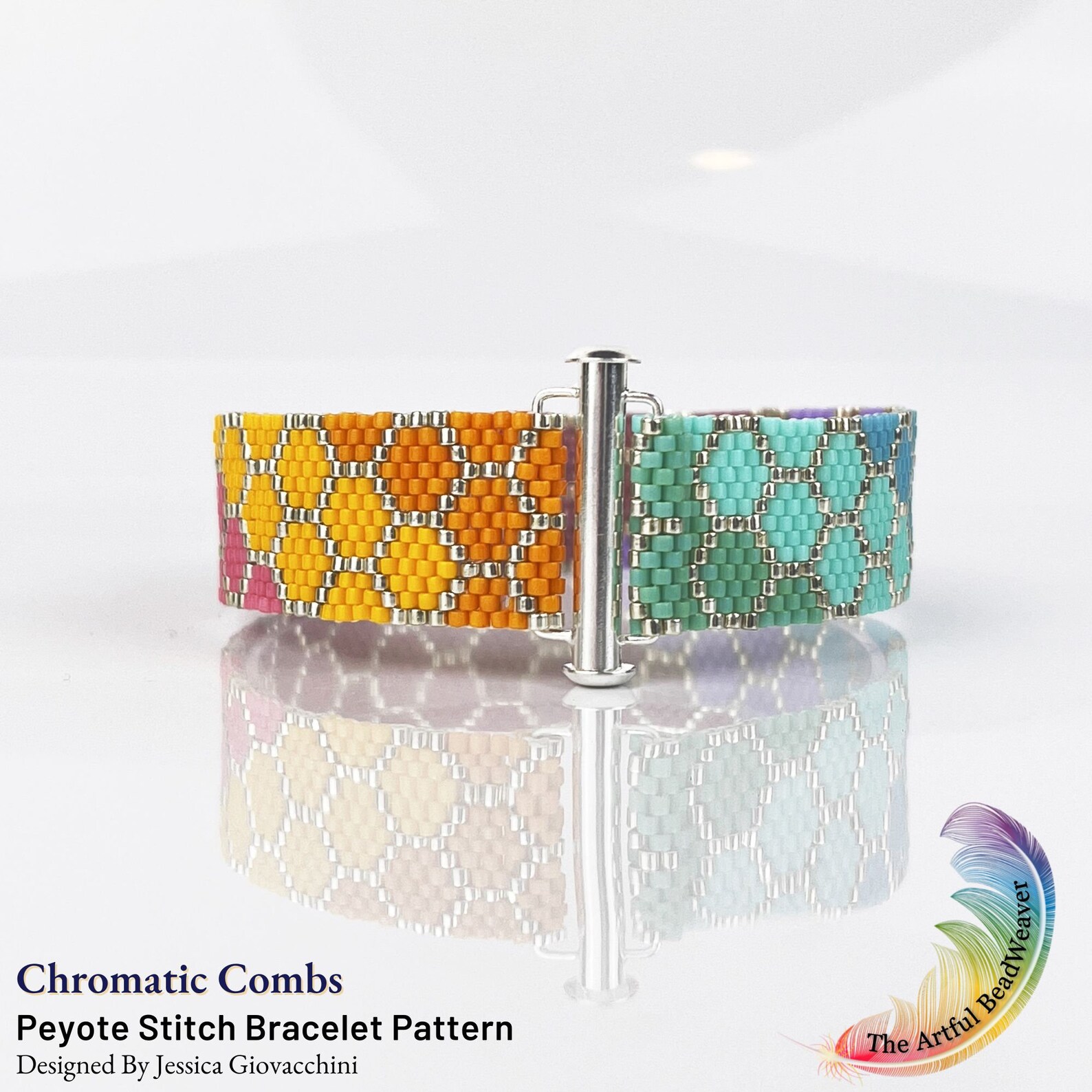 Chromatic Combs Even Count Peyote Beadwork Bracelet | Pattern Only | - Etsy