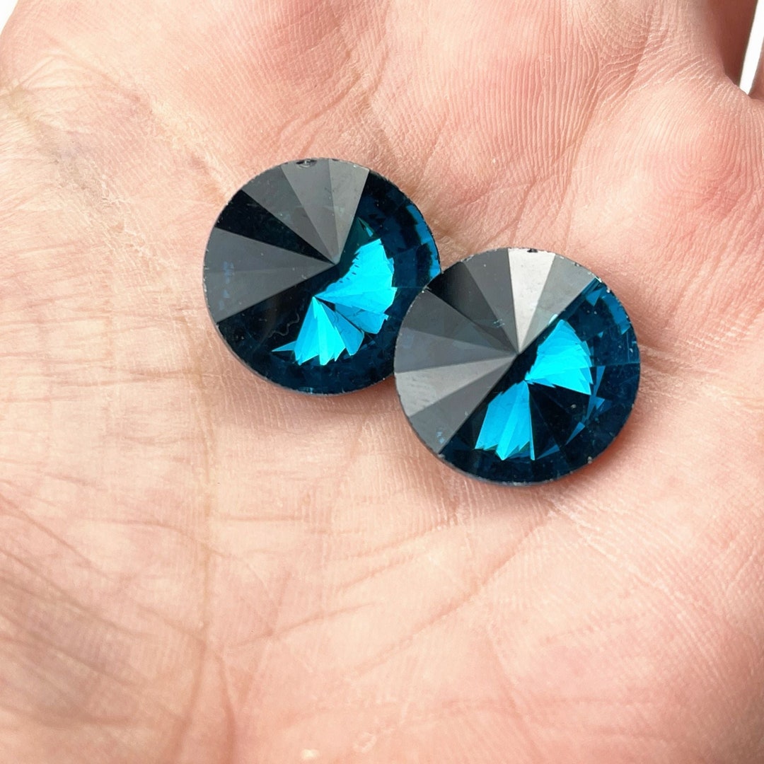 18mm Indicolite Blue Rivoli Round Crystal Point Back Crystal Bulk ...