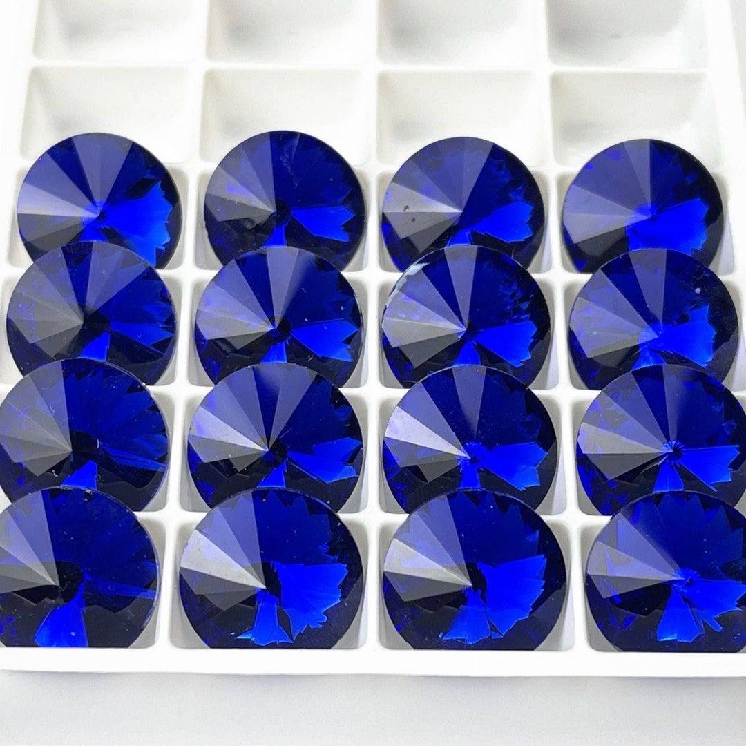 16mm Sapphire Rivoli Crystal Rivoli Crystal Round Crystal Point Back ...