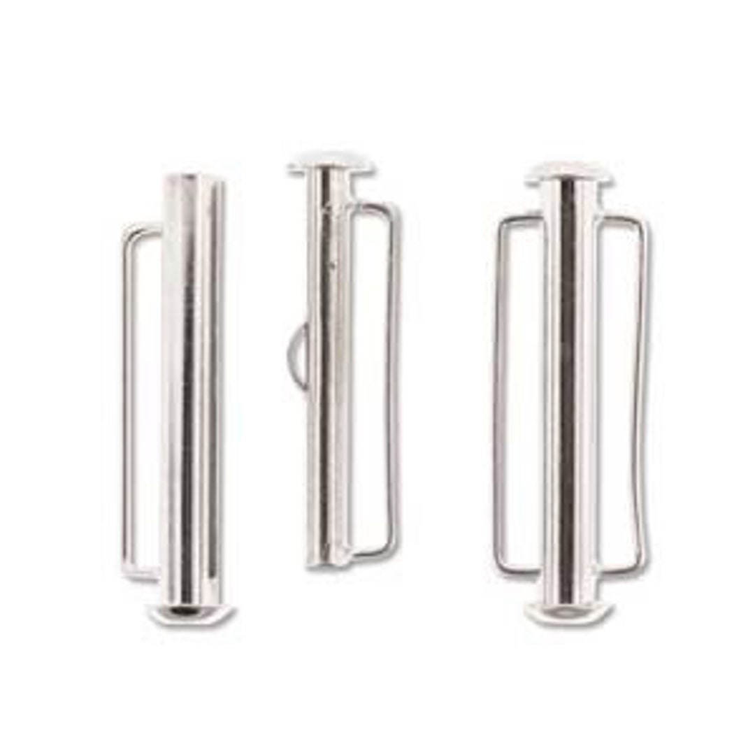 Silver Beadsmith Slide Bar Clasp With Bar Loops | Slide Tube Clasps ...