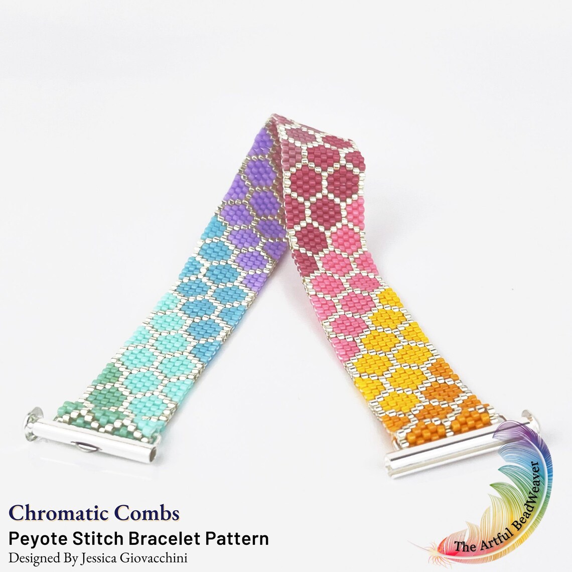 Chromatic Combs Even Count Peyote Beadwork Bracelet | Pattern Only | - Etsy