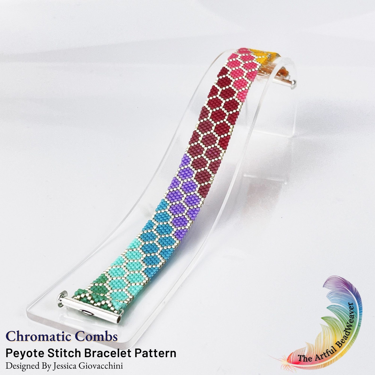 Chromatic Combs Even Count Peyote Beadwork Bracelet | Pattern Only | - Etsy