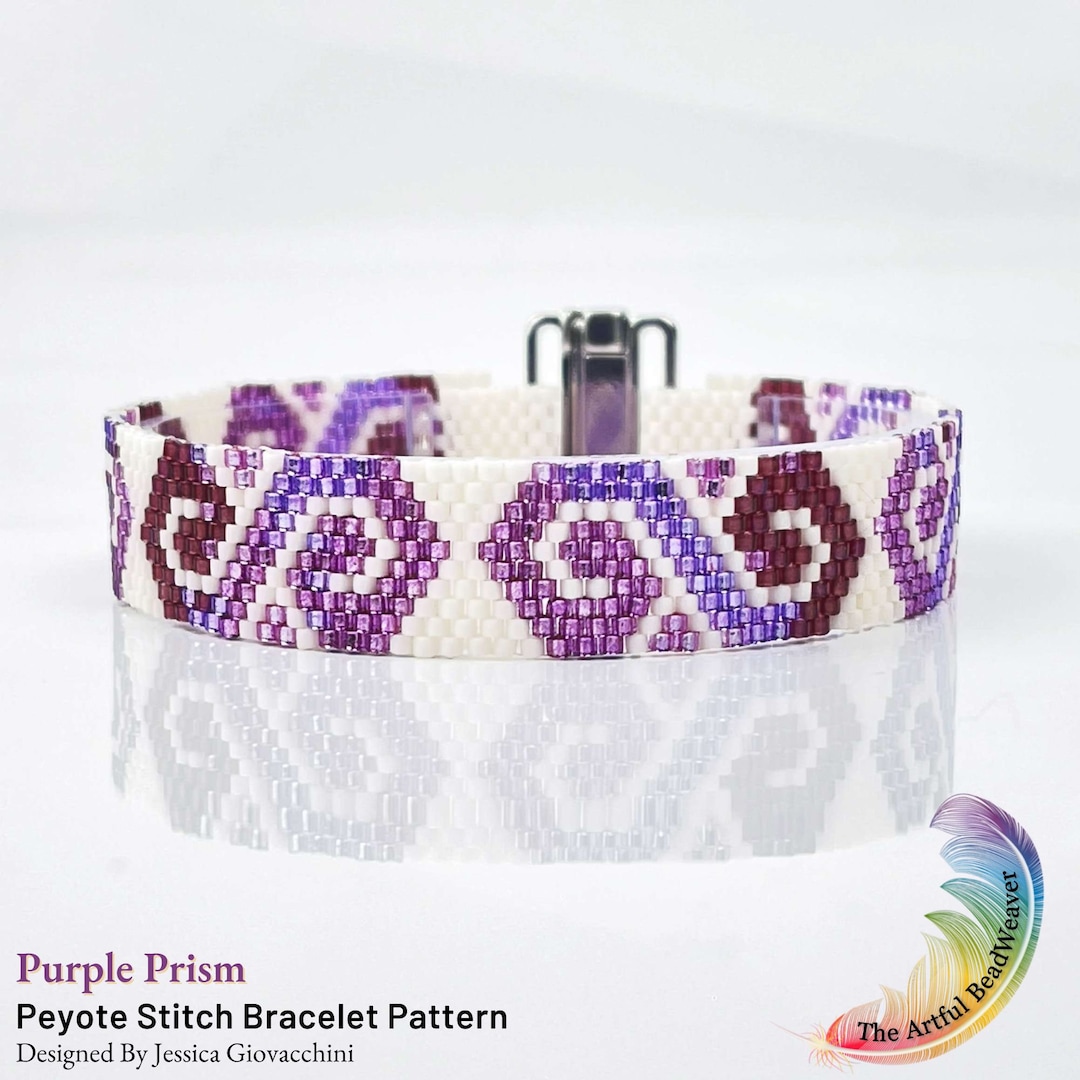 Purple Prism Even Count Peyote Beadwork Bracelet | Pattern Only - Etsy
