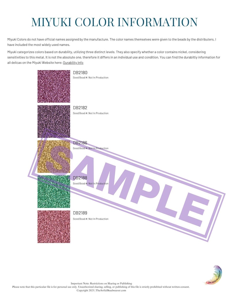 Blue Horizon Digital Miyuki Delica Color Palette | Bead Color ...