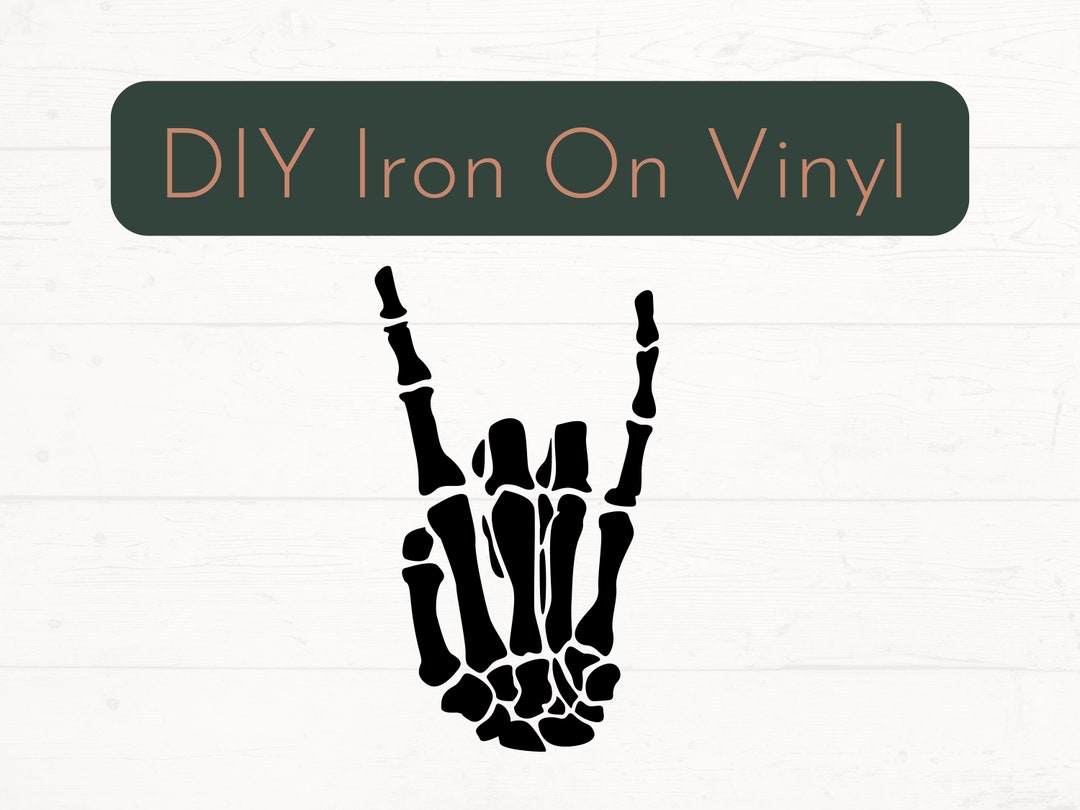 Punk Skeleton Hand Sign Ready to Press Iron on Decal, Skeleton Rock on ...