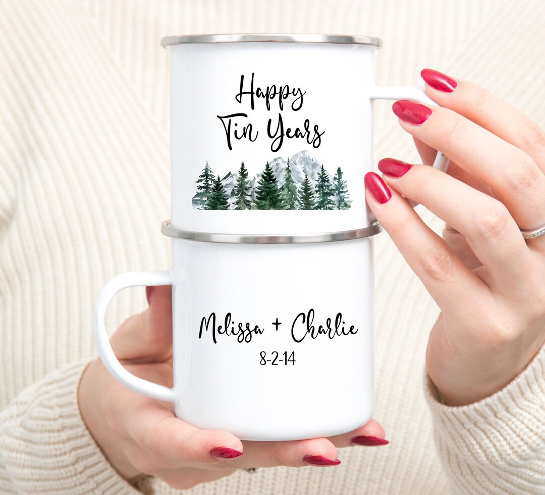 Happy Tin Years Camping Mug, Tin Year Anniversary Gift, Personalized 10 ...