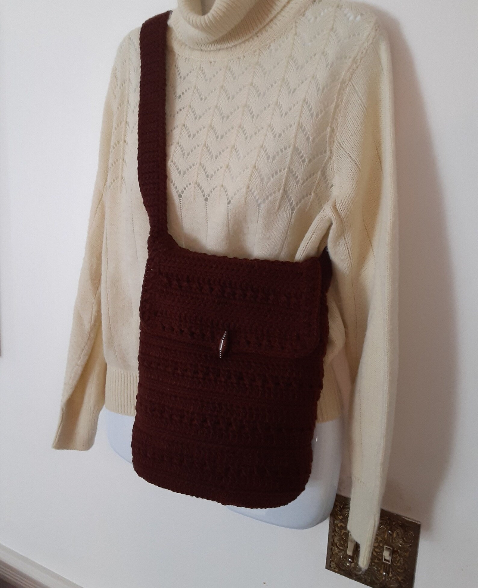 Crochet Brown Handbag - Etsy
