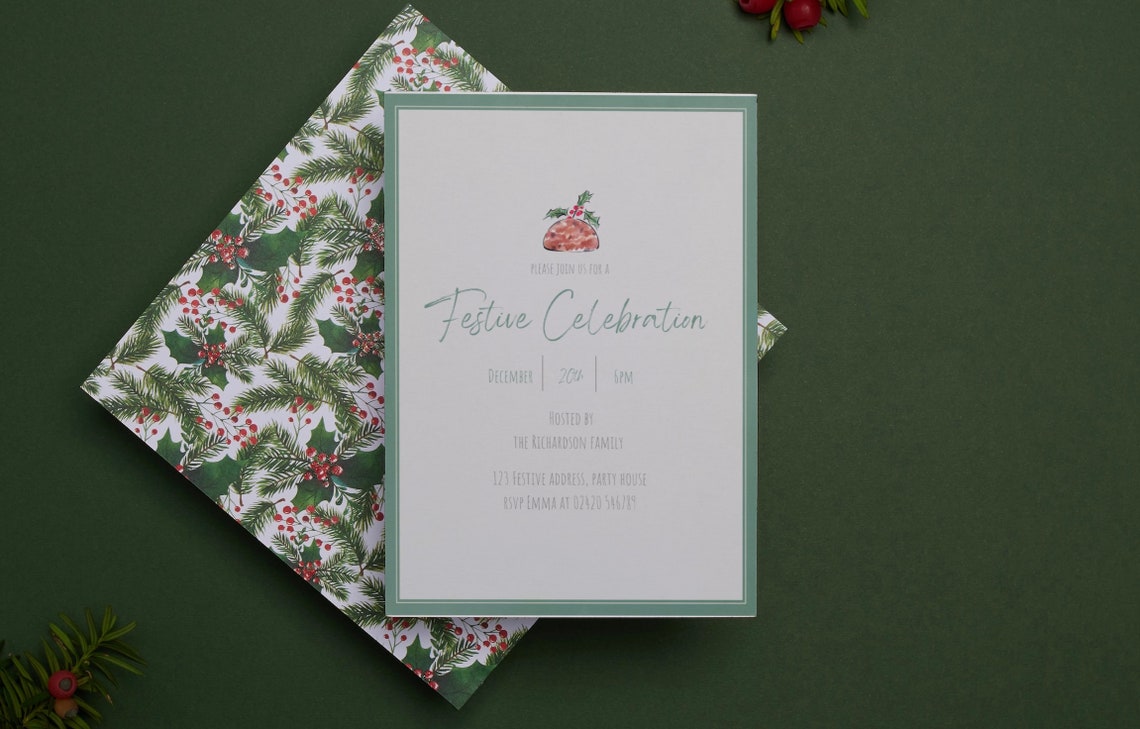 Christmas Celebration Festive Party Invitation | Editable Template ...