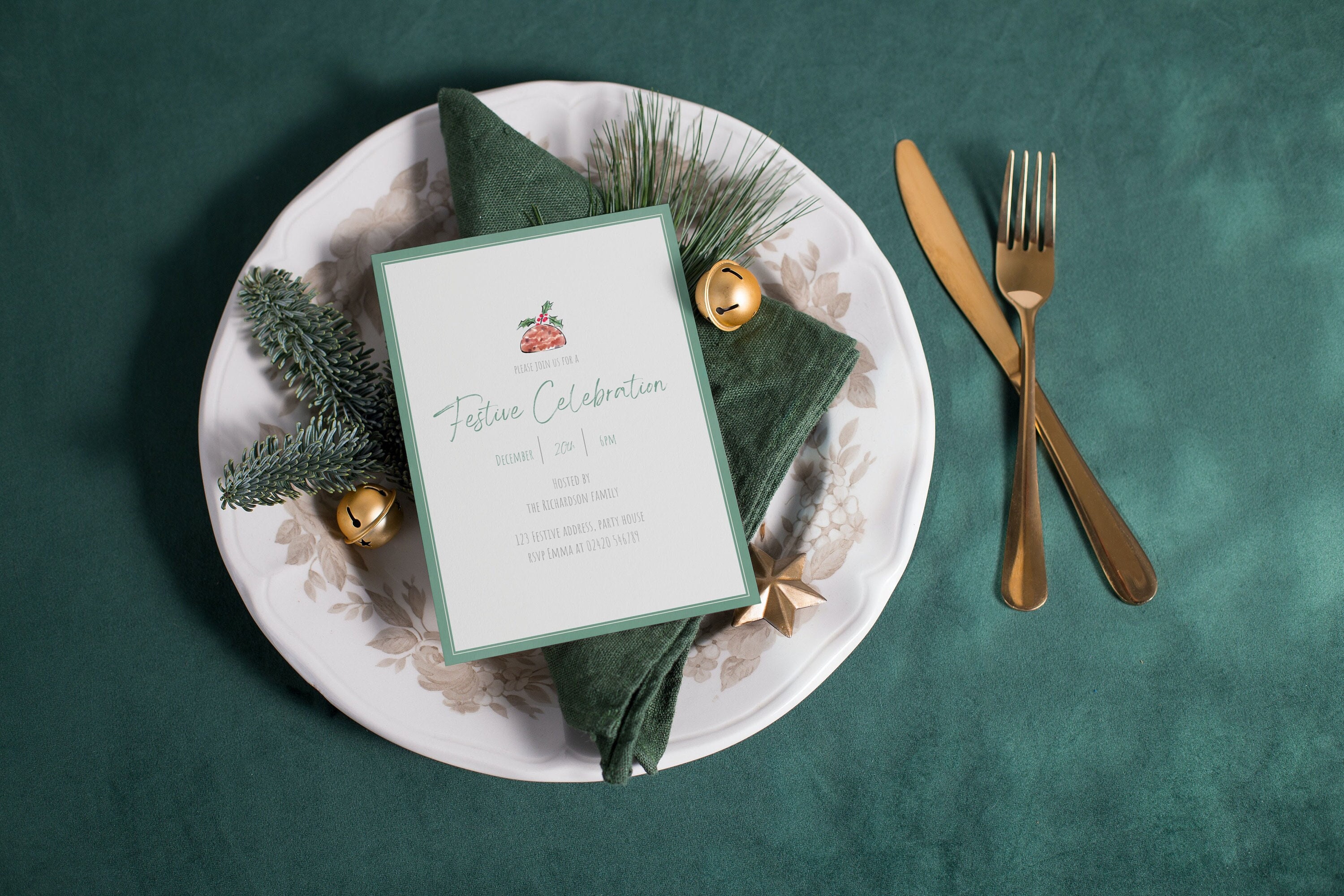 Christmas Celebration Festive Party Invitation | Editable Template ...