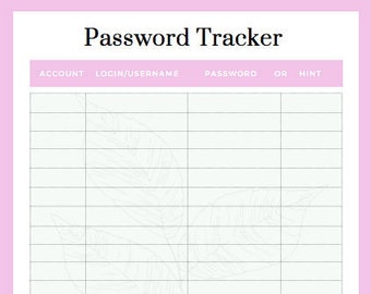 Pink Password Tracker - Etsy