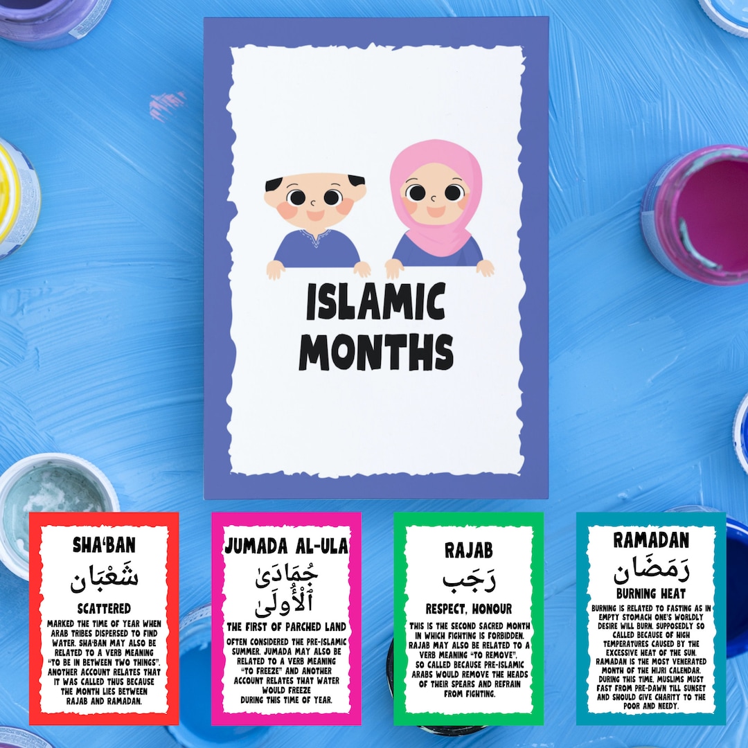 Islamic Months Flash Cards Islamic Learning Madrassah and Mosque Gifts ...