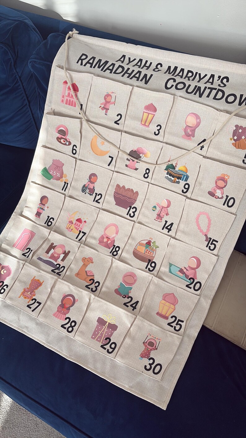 Muslim Children's Personalised Ramadan Calendar With Pockets Countdown ...