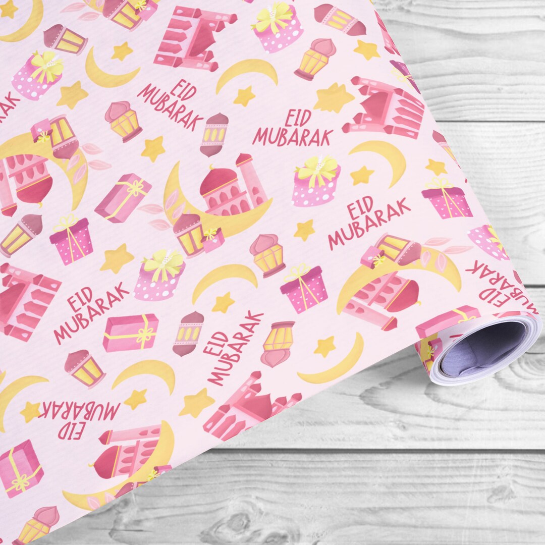 Eid Celebration Wrapping Paper Roll Muslim Childrens Gift Ramadan ...